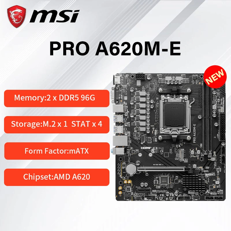 MSI-PRO-Motherboard-A620M-E-Suporta-AMD-Ryzen-Novo-Mem-ria-Dual-Channel ...