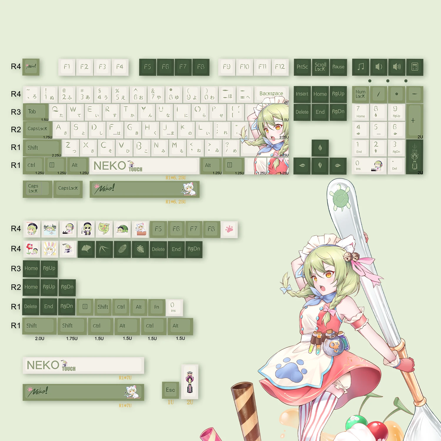 Utyping Neko Touch Cherry Profile Keycaps Set PBT Material Dye ...