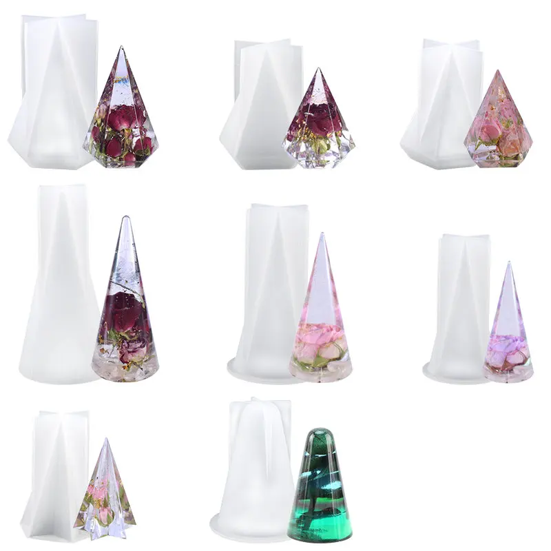 8Styles Ring Holder Cone Resin Molds Pyramid Silicone Mold for Resin ...
