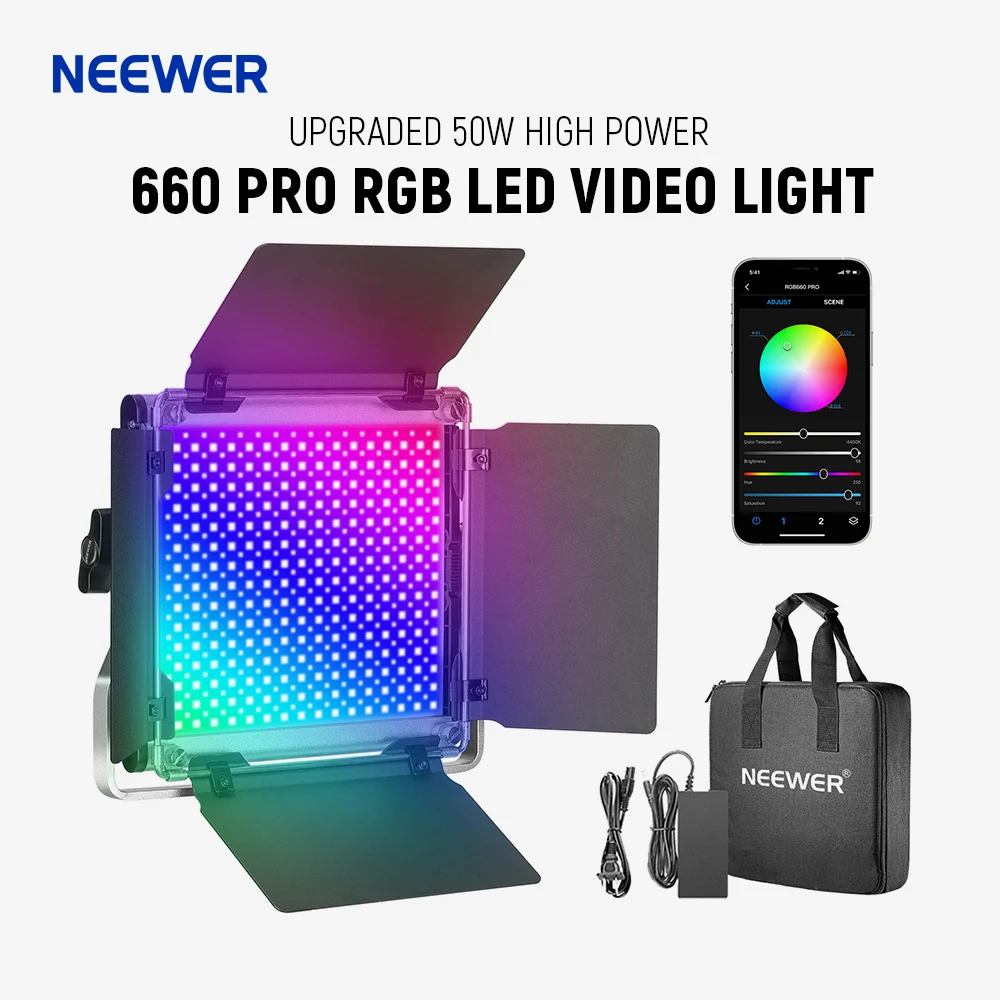 Neewer-660-PRO-50W-RGB-LED-Video-Light-with-APP-Control-360-Full-Color ...