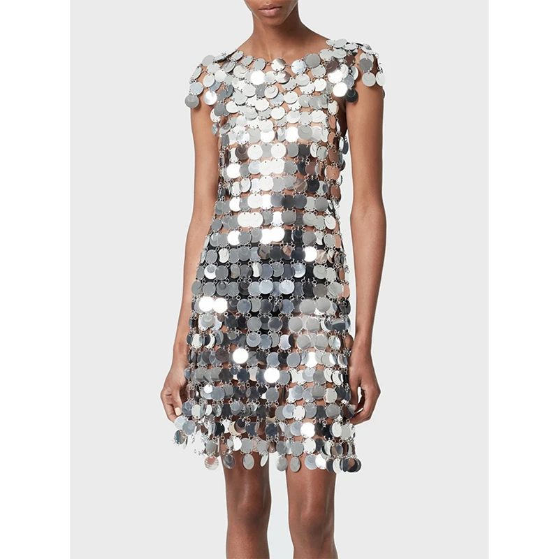 Goes Silver Dress | Chain Dress Metal Silver | Silver Chainmail Dress ...