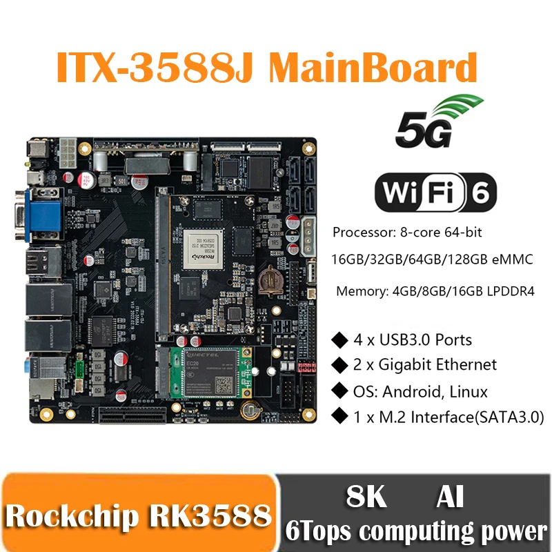 Rockchip RK3588 Mainboard 8K AI Mini 8-Core 64-Bit Processor ...