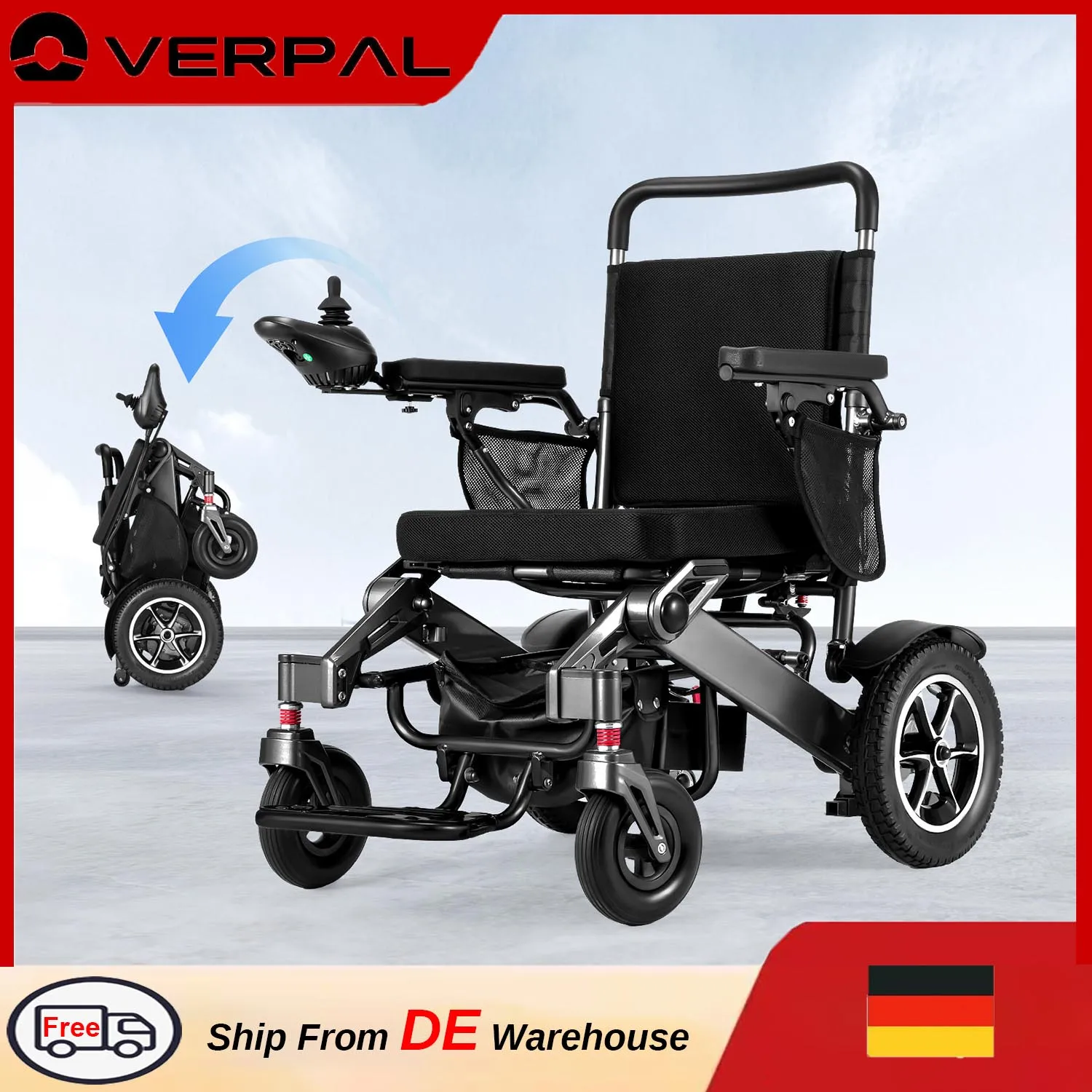 Opvouwbare elektrische rolstoel Compacte gemotoriseerde rolstoel voor ...