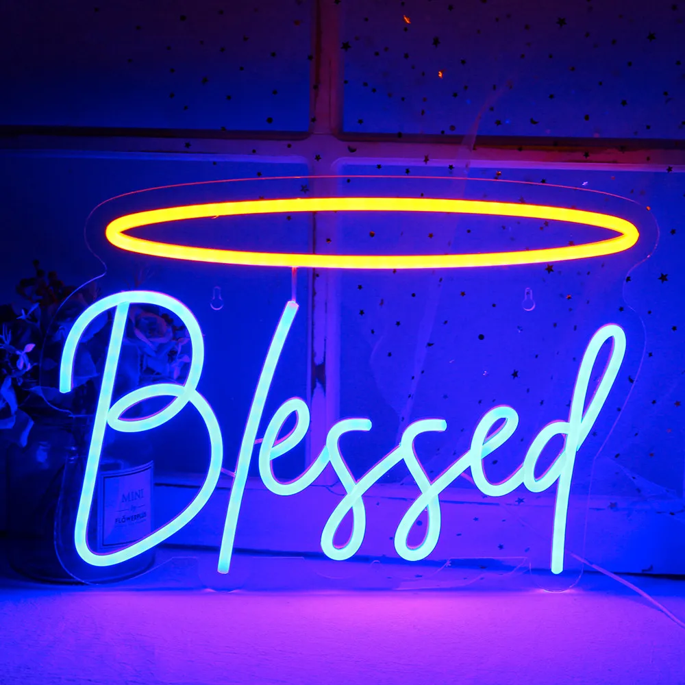 Wanxing-Blessed-Blue-Neon-Sign-for-Wall-USB-Powered-Neon-Light-Signs ...