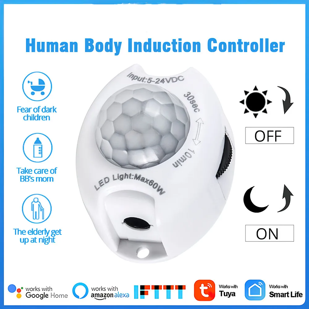 Motion-Sensor-DC-5V-24V-Light-Switch-Movement-Detector-Activated-Timer ...
