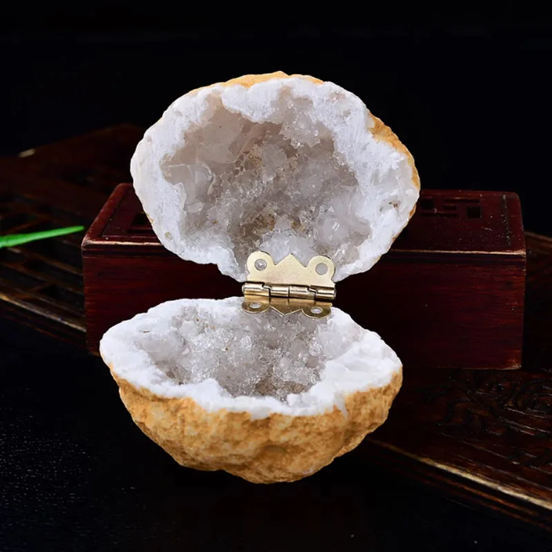 Mexican Geode Wedding Engagement Ring Box Natural Quartz Crystal Stone ...