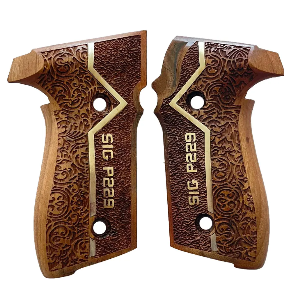 Salvatore-Walnut-Wood-Handle-Pistol-Grips-for-Sig-Sauer-P229-with-Gold ...
