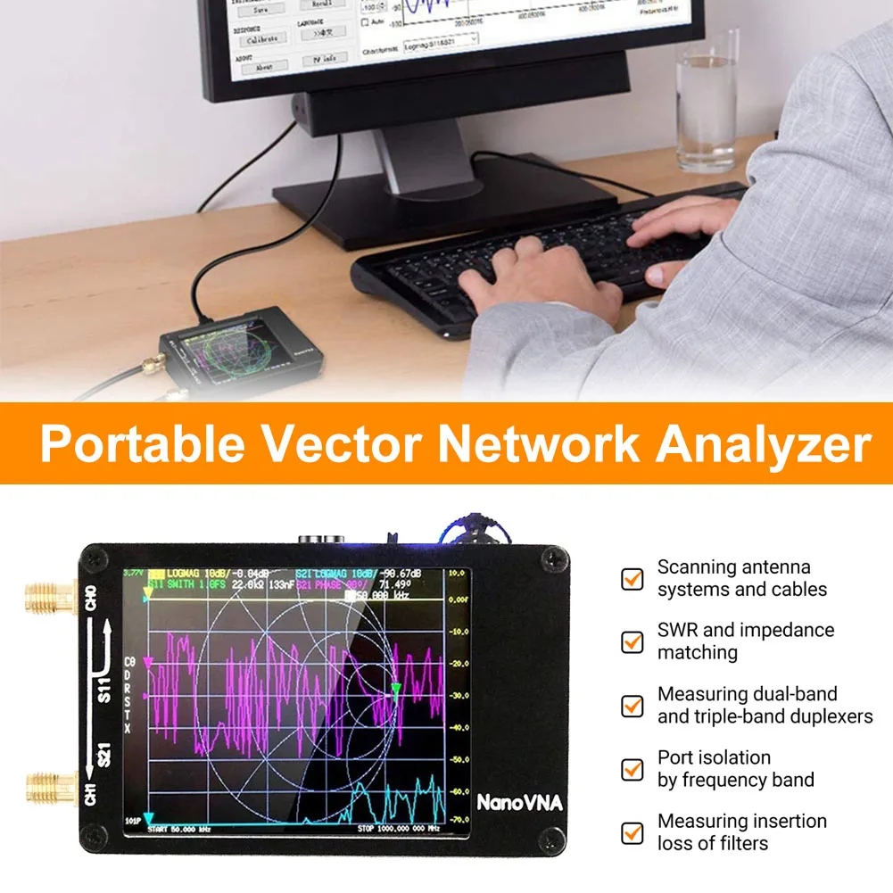 NanoVNA-H-Vector-Network-Antenna-Analyzer-2-8-Polegada-50-GHz-1-5-KHz ...