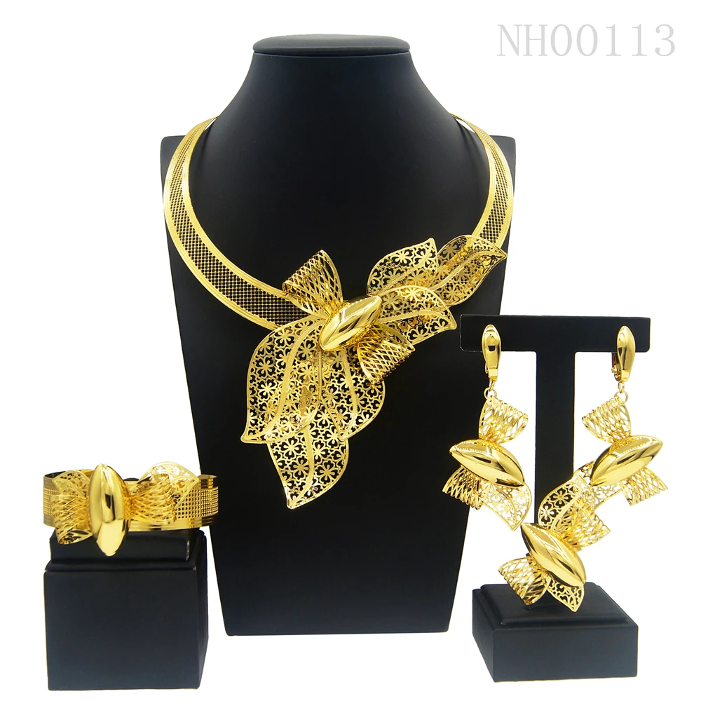 Necklace For Women Dubai Gold Tone Jewelry Set Plated 24K Original ...