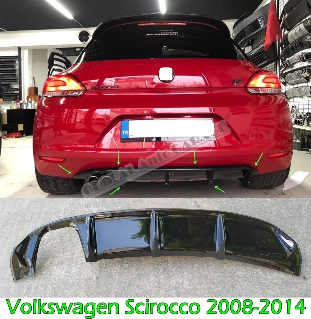For-Volkswagen-Vw-Scirocco-2008-2014-Diffuser-Extension-Rear-Bumper ...