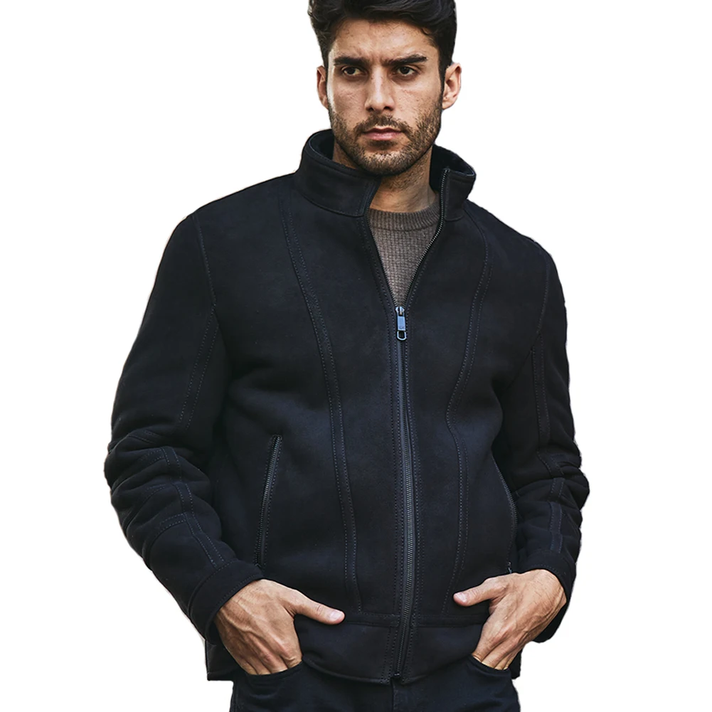 Denny&Dora Shearling Coat Mens B3 Bomber Jacket Short Fur Coat Mens ...