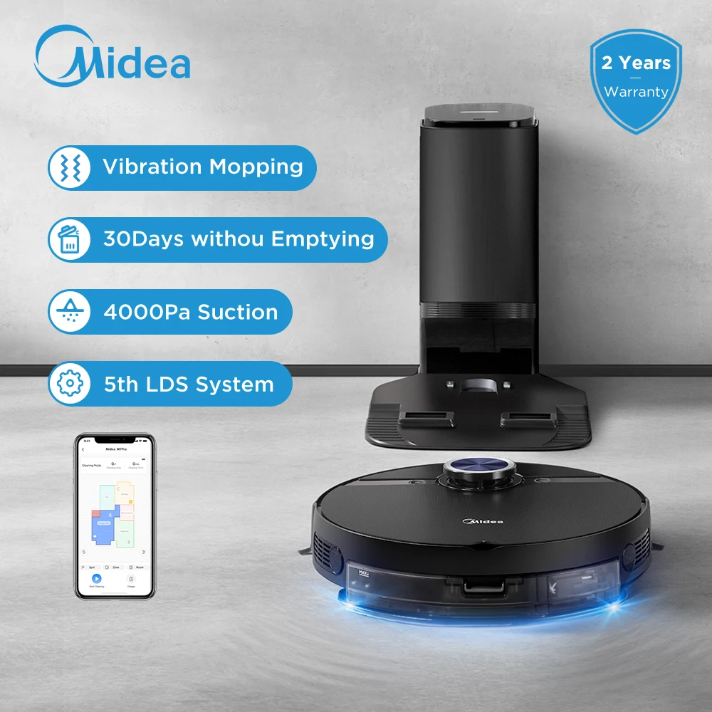 Midea S8+ Plus Robot Home Appliances for Home Electrolysis Disinfection Vibration Mopping Smart ...
