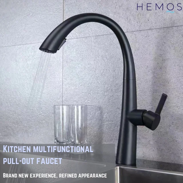 Hemók Elrejtik A Kihúzható Fekete Konyhai Csaptelep Hideg És Forró ...