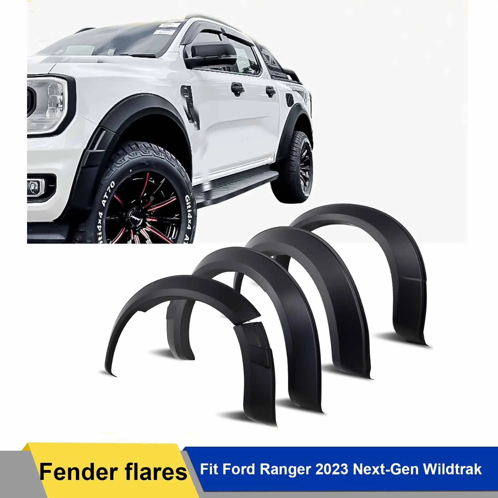 Matte Black Fender Flares Wheel Arches Extension for Ford Ranger Next ...