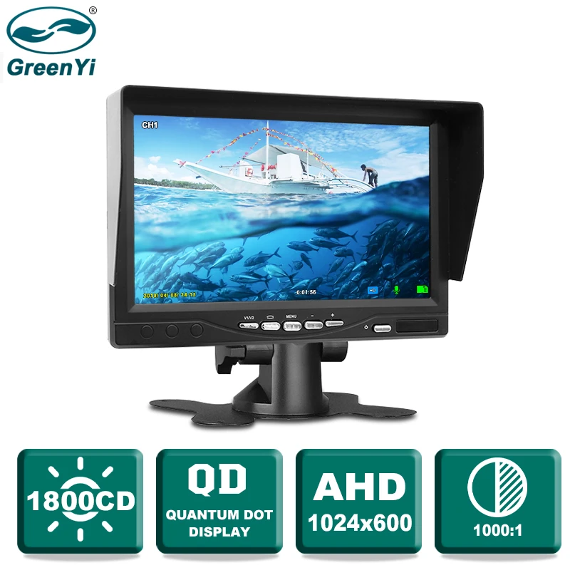 GreenYi 7" AHD Recording DVR 1800cd Highlight Quantum Screen Monitor ...
