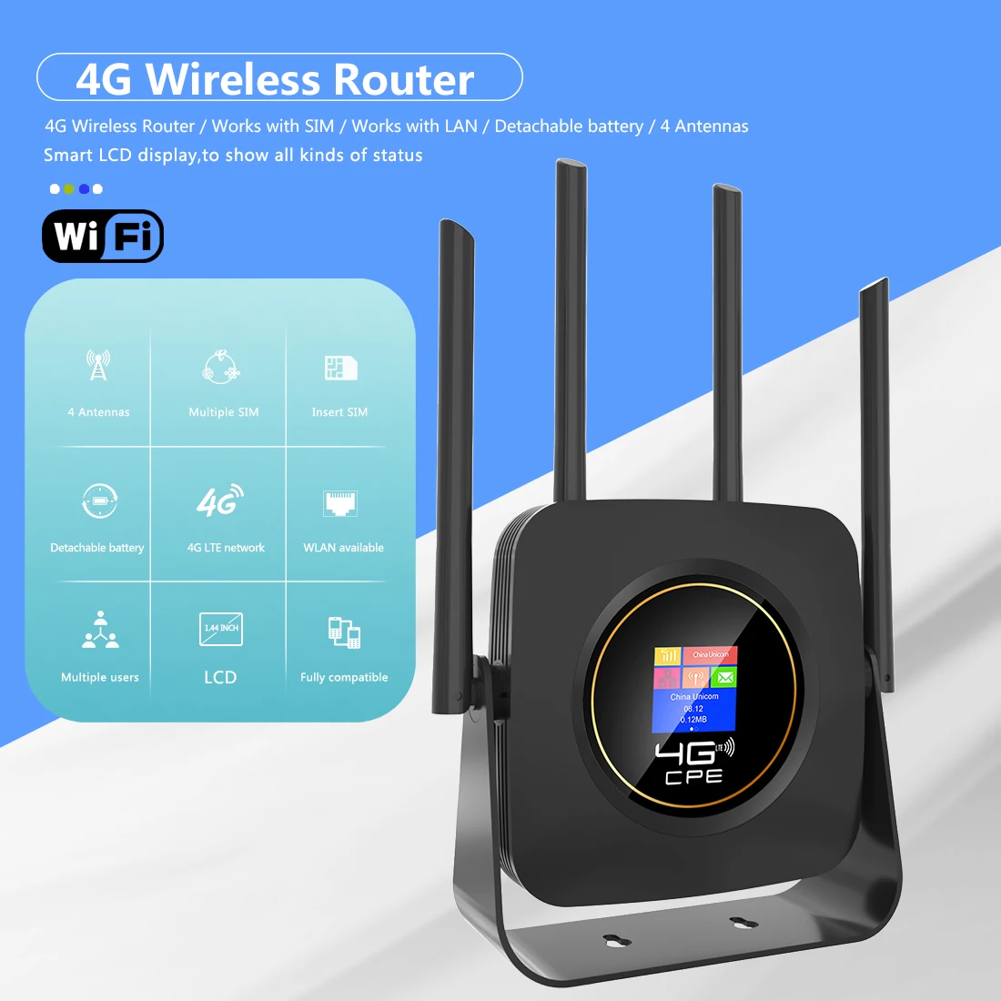 4G-WiFi-Router-LCD-Display-Wifi-Modem-Wireless-CAT4-150Mbps-Indoor ...
