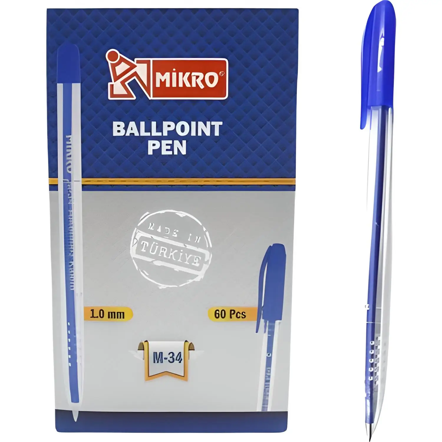Micro M 34 Ballpoint Pen 1 0 mm Blue 60 pcs Economic Pack High Quality