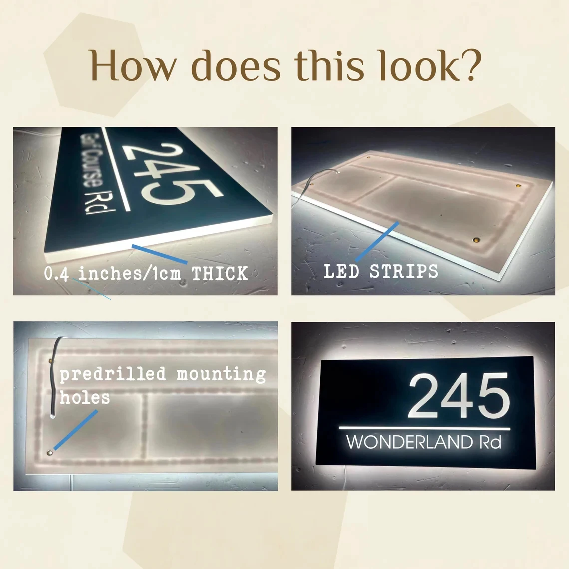 Custom Sleek Contemporary House Number Sign | Gifts Flash
