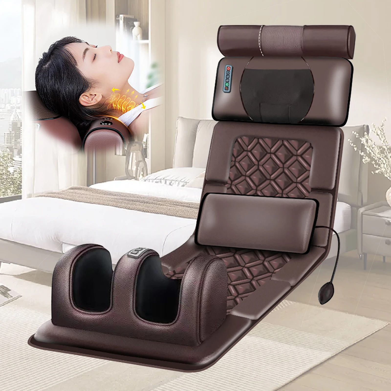 Electric Massage Mattress Vibrating Heating Massager Cushion For Neck ...