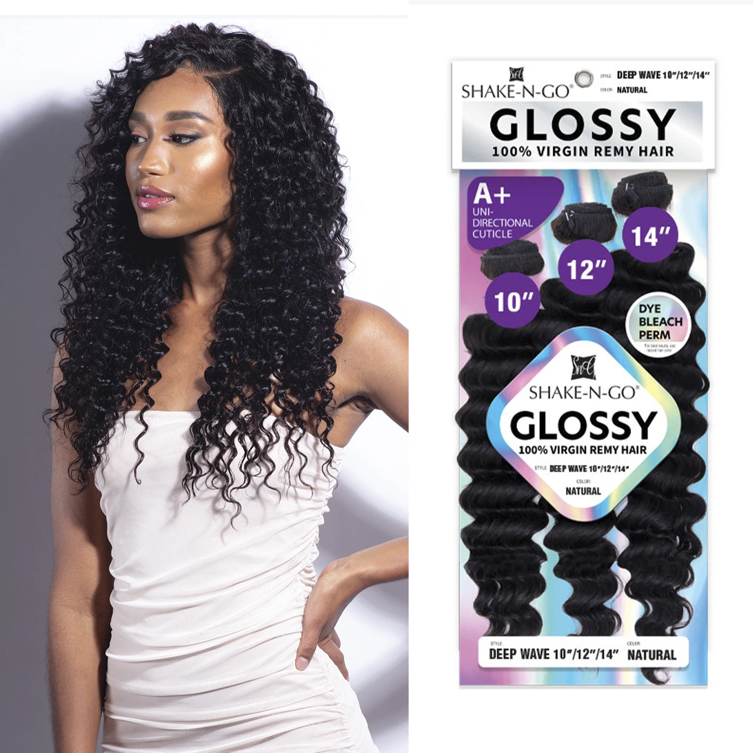 Shake-N-Go Virgin Remy Hair Weave Glossy 3 Bundles Deep Wave ...