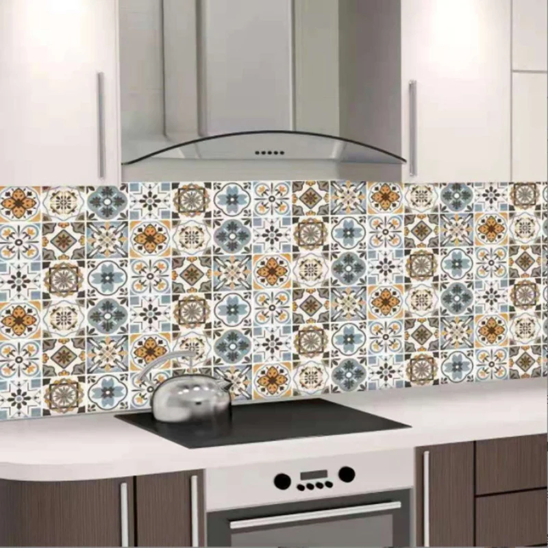 Papel de parede de cozinha à prova de óleo, impermeável Tile Wallpaper, auto-adesivo, resistente ...