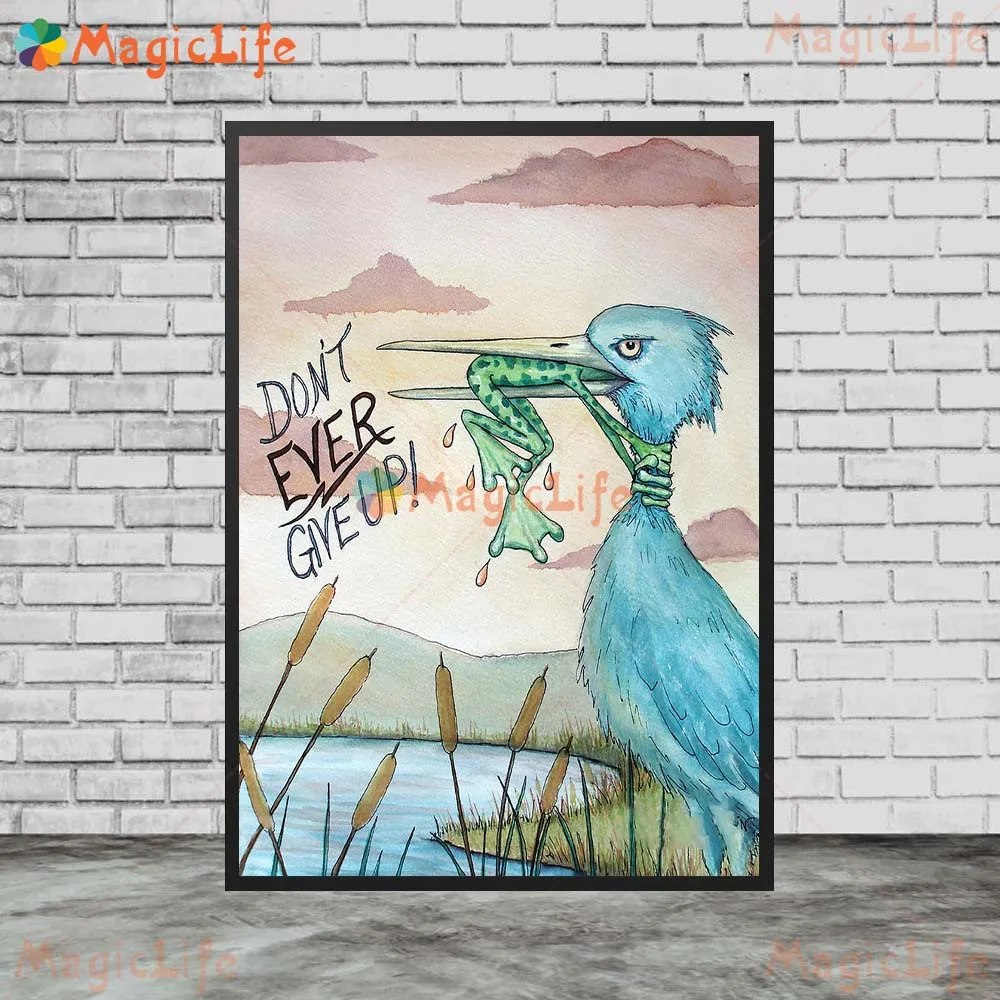 Never Give Up Frog Cartoon