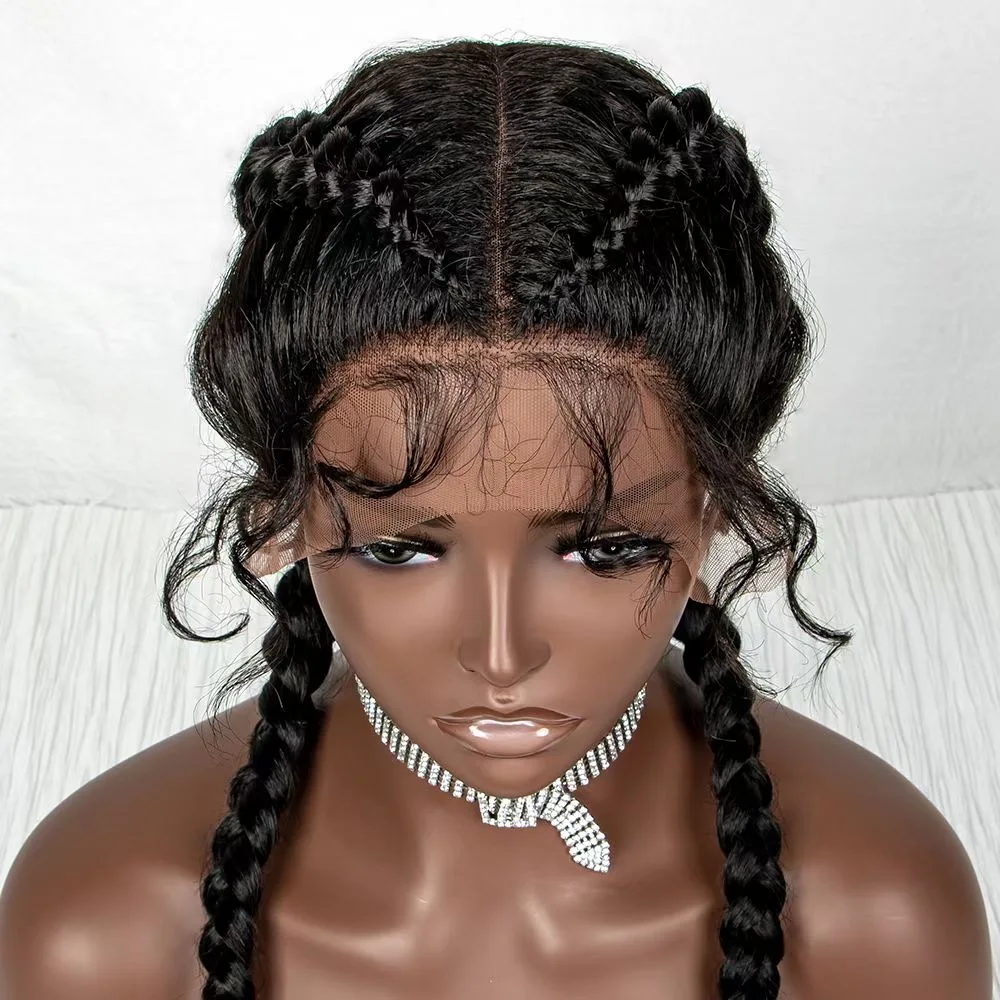 Lace-Front-Synthetic-Braided-Wig-360-Lace-Dutch-2-Cornrow-Braids-Wig ...