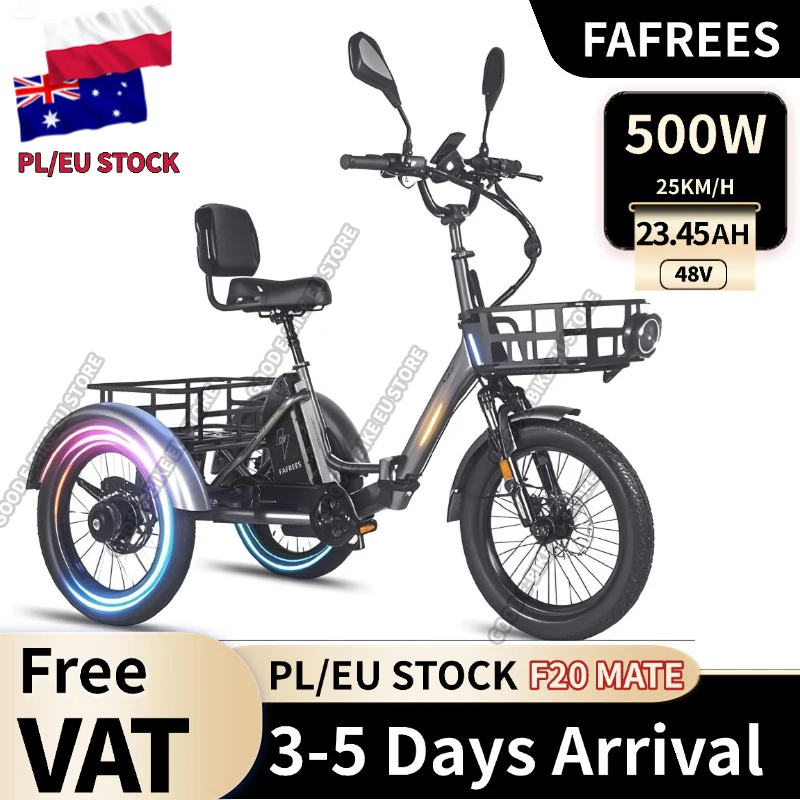 FAFREES F20 Mate Tricycle électrique 500W moteur sans balais 48V/23 ...