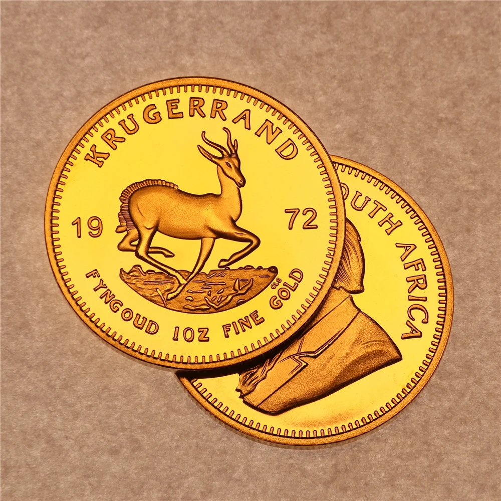 1972-Krugerrand-Gold-Clad-Coins-1-OZ-Gold-Plated-Gold-Coin-Collectible ...
