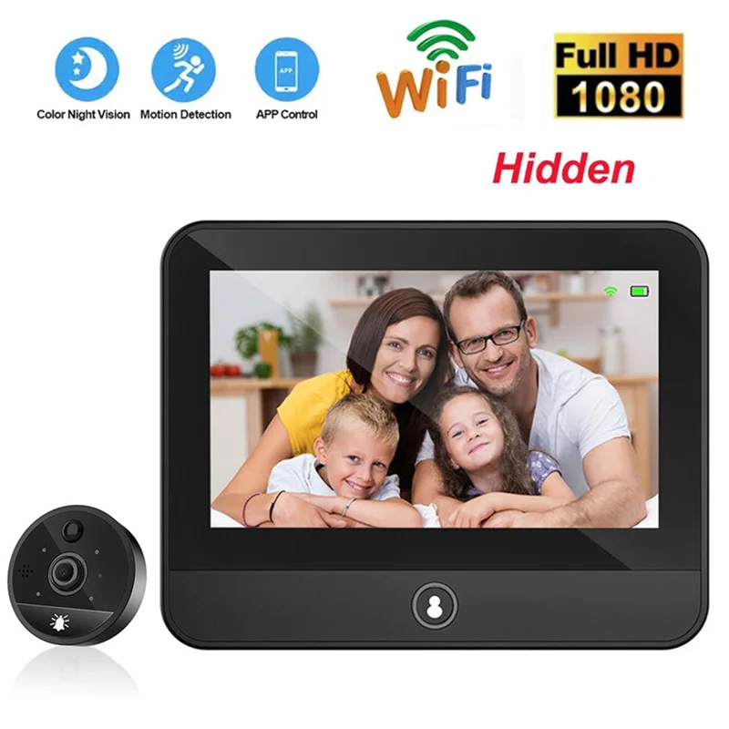 New-WiFi-Hidden-Smart-Door-Bell-Eye-1080P-FHD-Peephole-Camera-Audio-4-3 ...