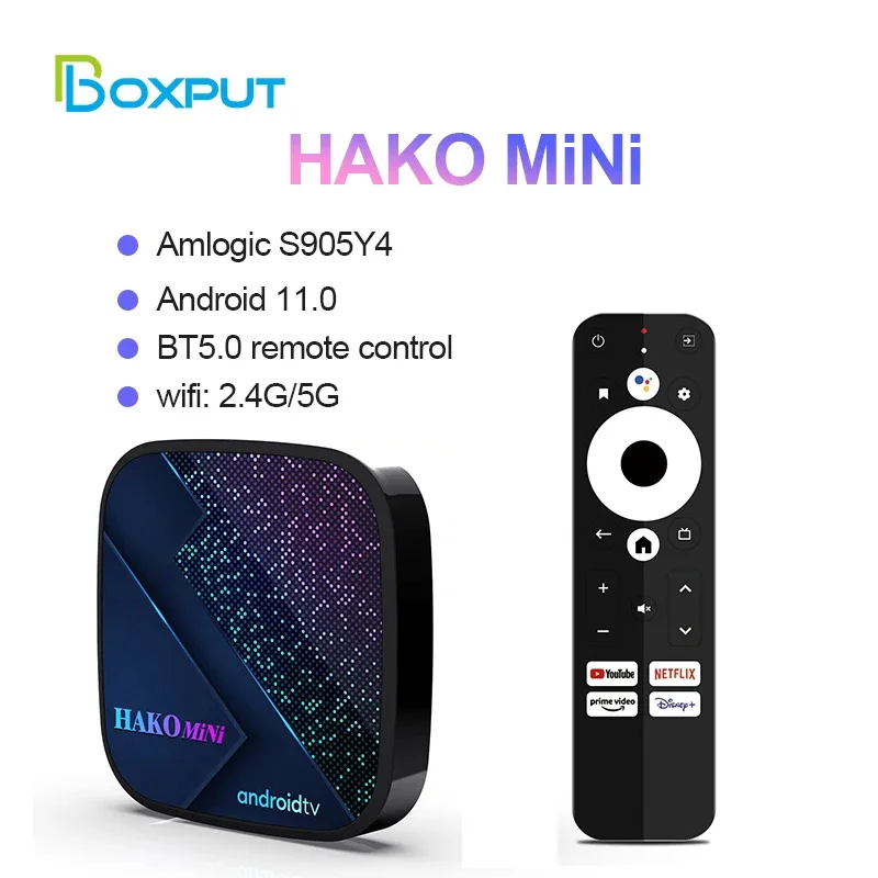 Hako mini smart tv caixa android 11 google certificação amlogic s905y4 ...