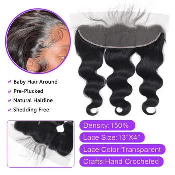 28 30 32 Inch Body Wave Human Hair Bundles with 13x4 Frontal Peruvian ...