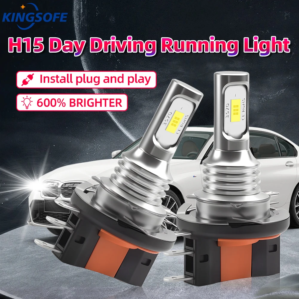 2Pcs H15 LED Headlight Bulbs 20000LM Turbo Daytime Running Lights 80W ...