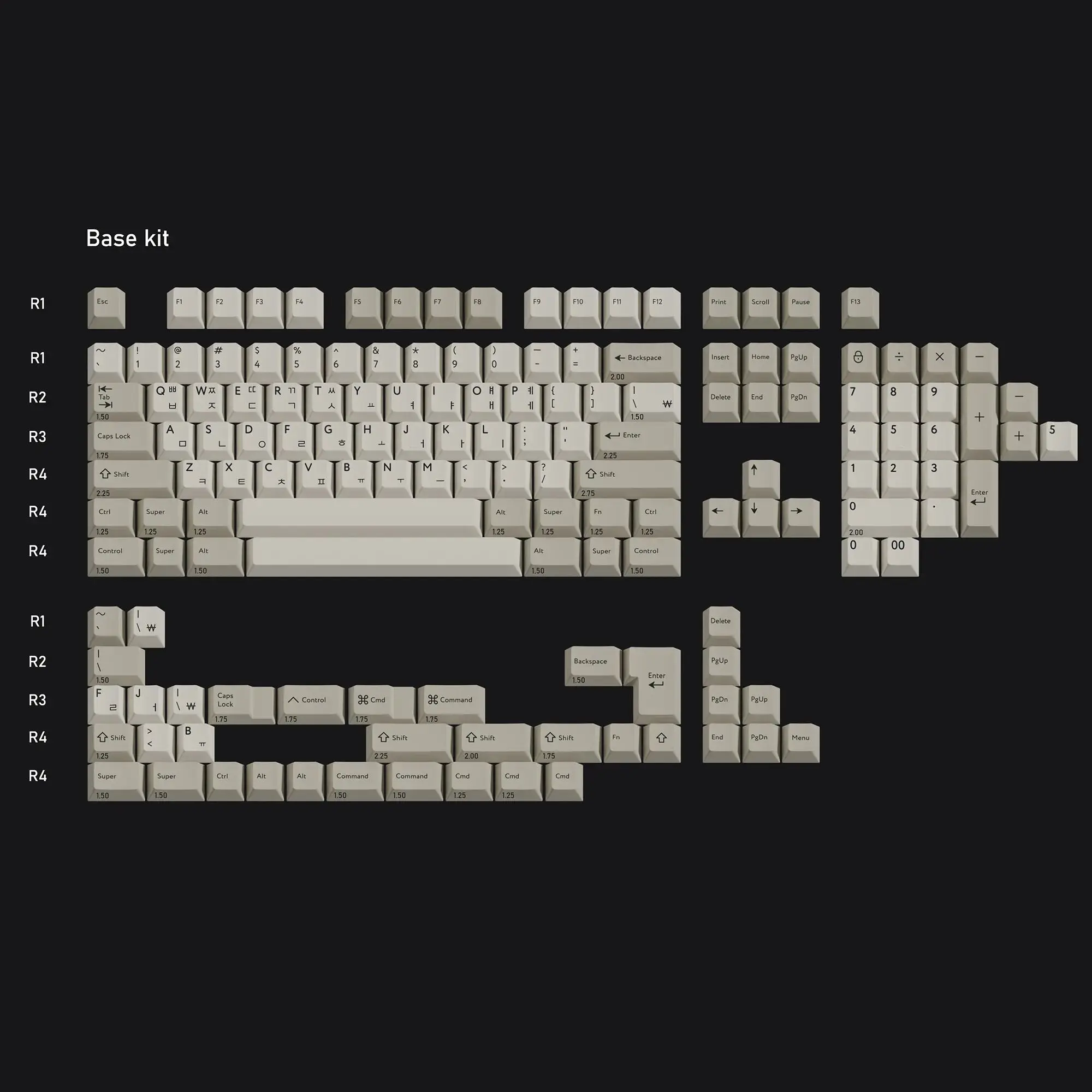 Base-Kit-PBTfans-Classic-Hangul-Keycaps-PBT-Material-Cherry-Profile-Fit ...