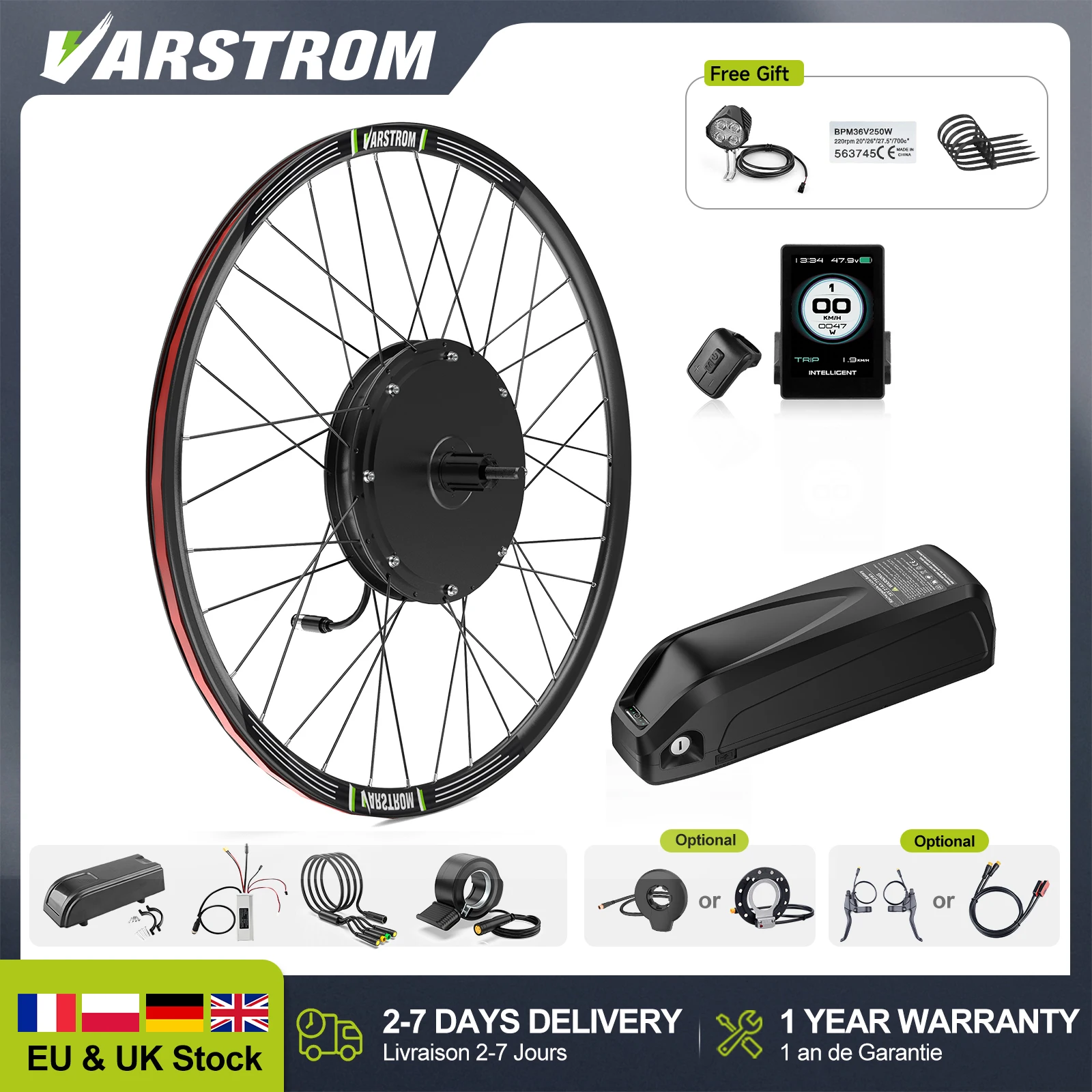 Varstrom-1000W-Hub-Motor-Electric-Bicycle-Conversion-Kit-48V-Rear-Wheel ...