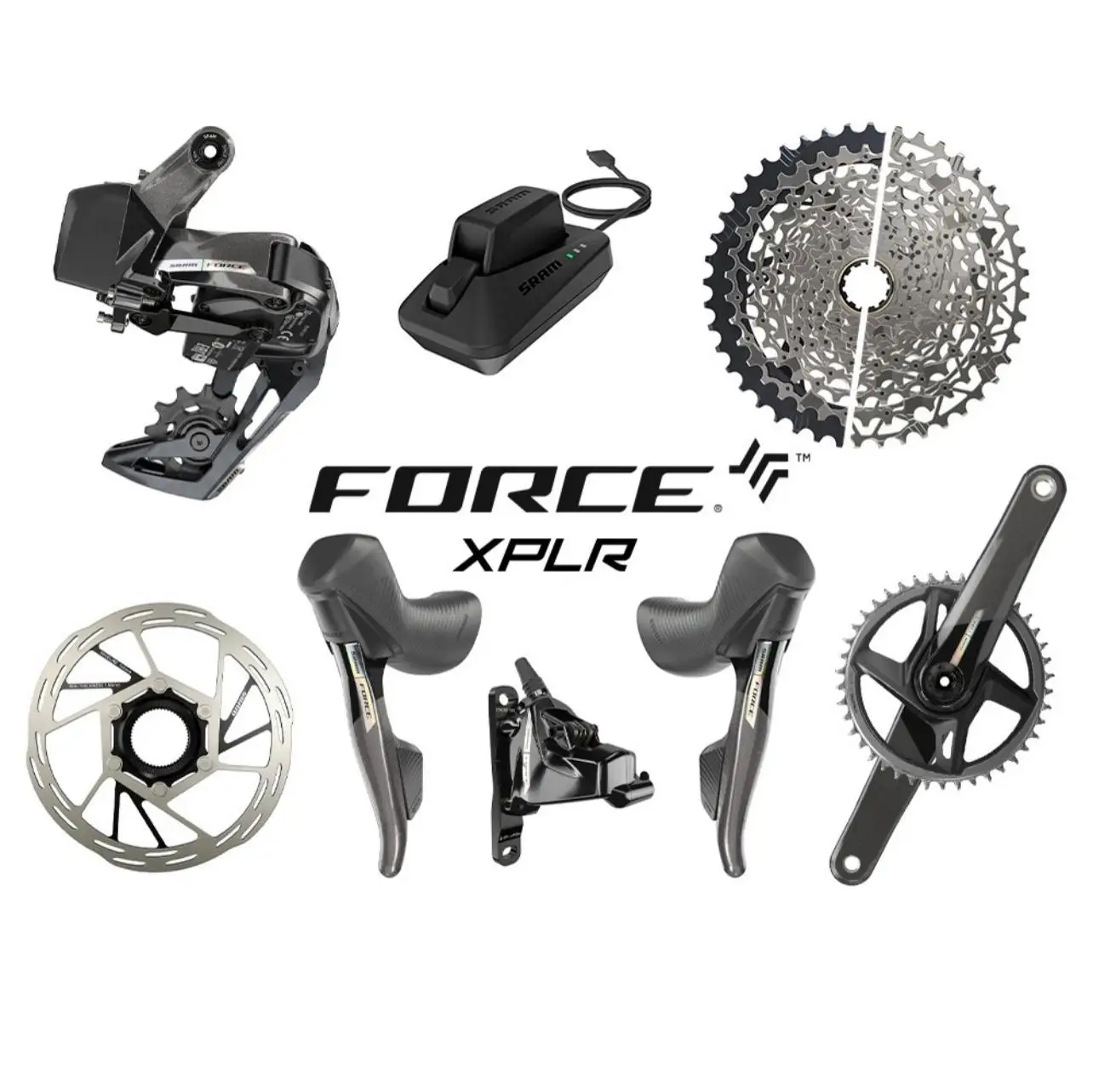 Nuevo SRAMS Force XPLR AXS disco ancho HRD grupo de grava de montaje ...