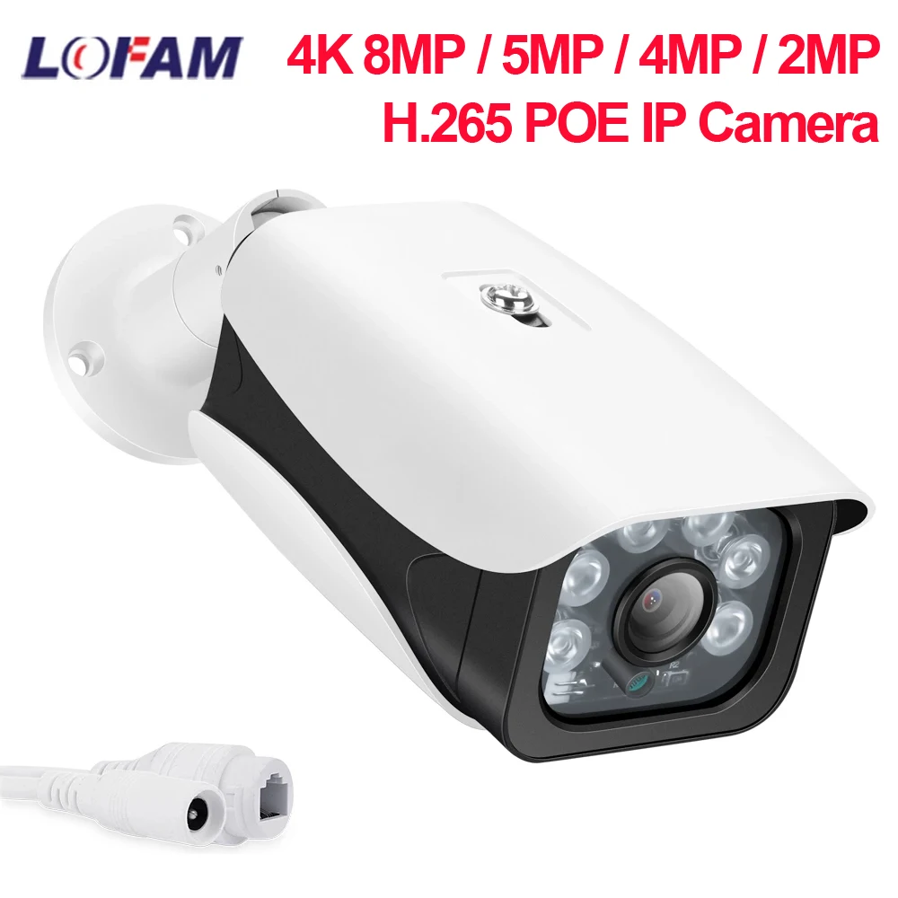 4k 8mp 5mp 4mp 2mp poe ip câmera 48v h.265 ao ar livre impermeável rua ...