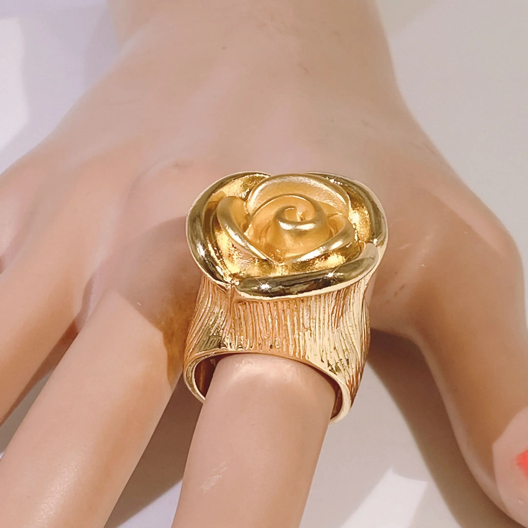 18K Ring Brazil Gold Plated Woman Rose Flower Fashion Design Gift Party ...