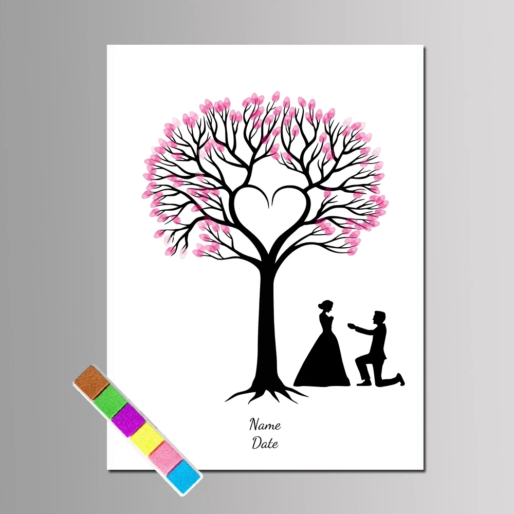 DIY-Name-Date-FingerPrint-Wedding-Tree-For-Engagement-Party-Decorative ...