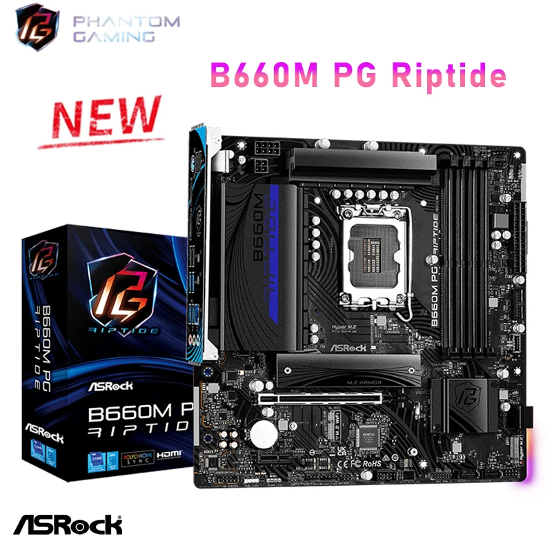 ASRock-B660M PG Riptide Motherboard, DDR4, Intel B660, LGA 1700, suporta 12 °, 13 ...