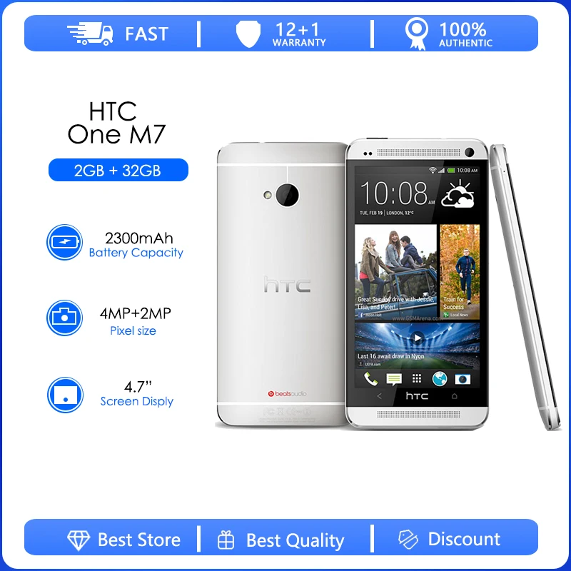 HTC One teléfono móvil M7 renovado, Smartphone Original desbloqueado con 2GB de RAM, 32GB de ROM ...