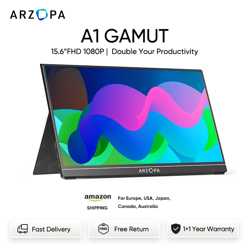 Monitor portátil Arzopa 15.6'' FHD 1080P IPS USB C Mini HDMI Segunda ...