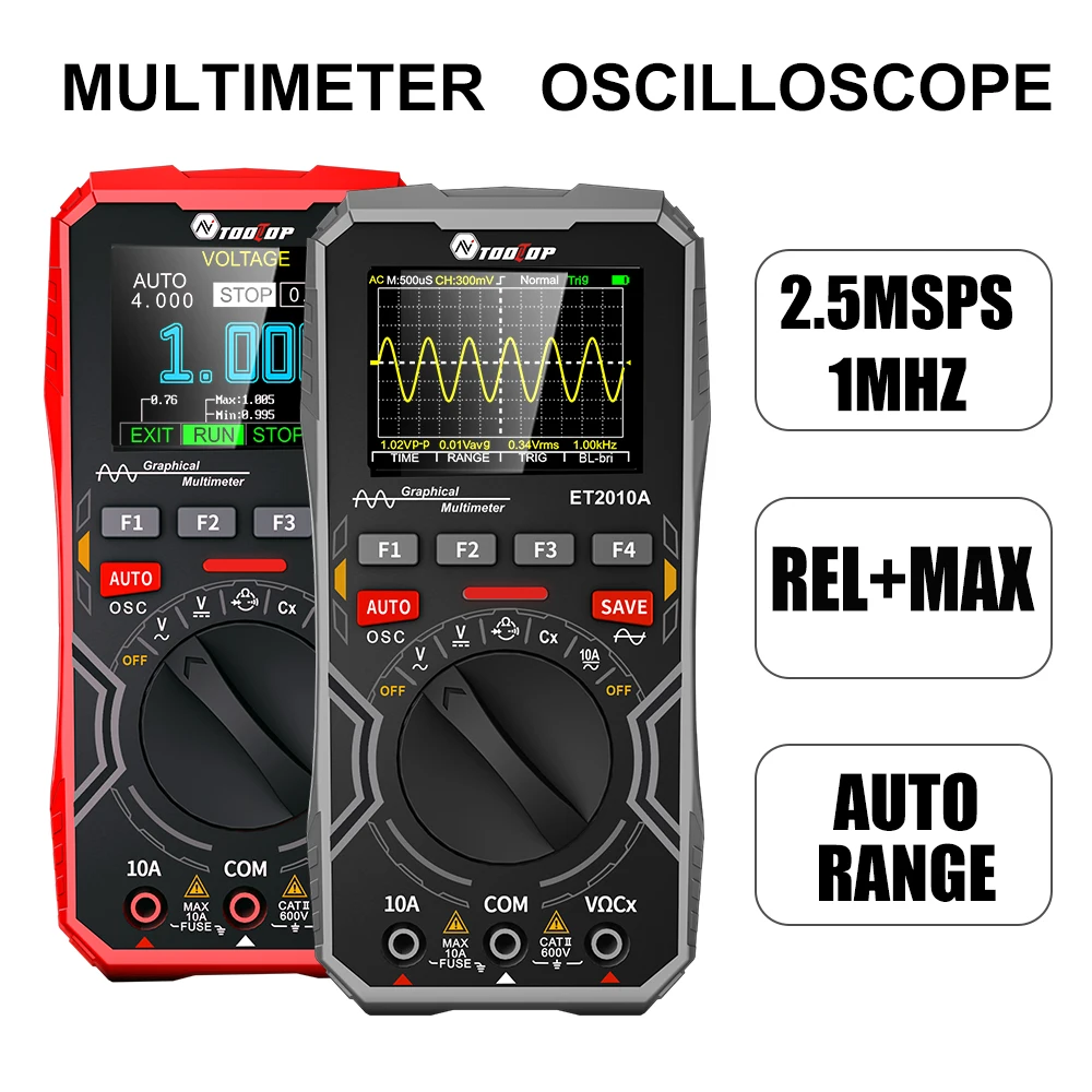 TOOLTOP ET2010A Digital Oscilloscope Multimeter 1Mhz 2.5MSps Color ...