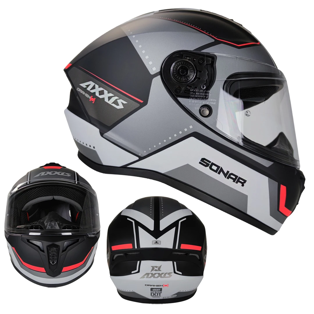 Axxis 4312880115 Full Helmet biker FF112C Draken S Sonar B15 Gray/Coral ...