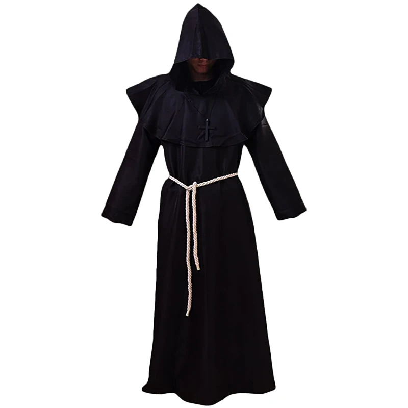 Medieval Hooded Monk Robes, Scary Monastic Black Robes With Capes ...