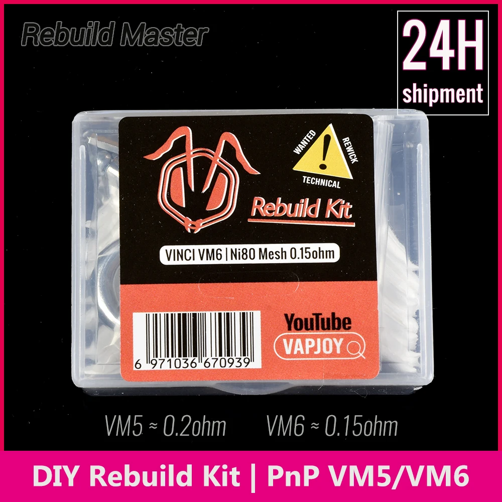 Original VAPJOY DIY PnP VM5 Coil Rebuild Kit VM6 0.15ohm Mesh Coil fit ...