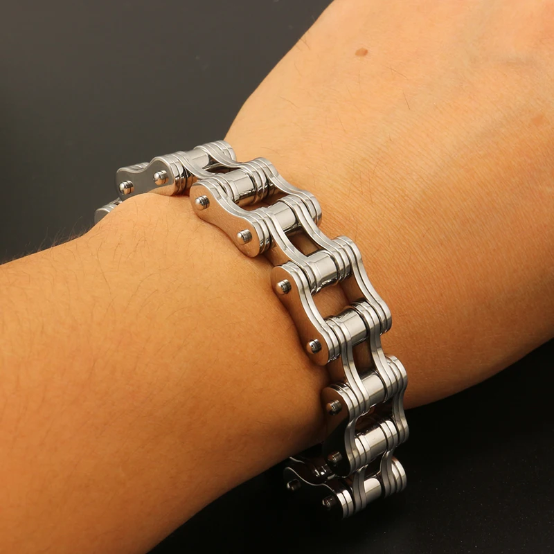 16mm-Titanium-Steel-Motor-Biker-Bracelet-For-Men-s-Women-s-Punk ...