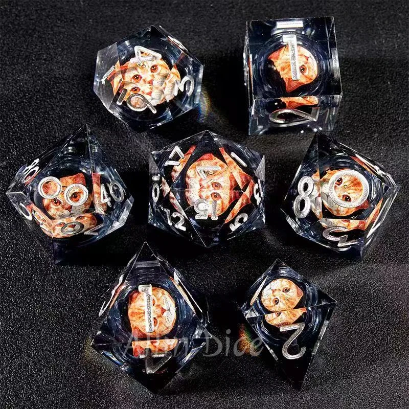 Cats-Resin-Dice-Set-Movable-core-DND-Dice-Role-Play-Dice-Polyhedral-RPG ...