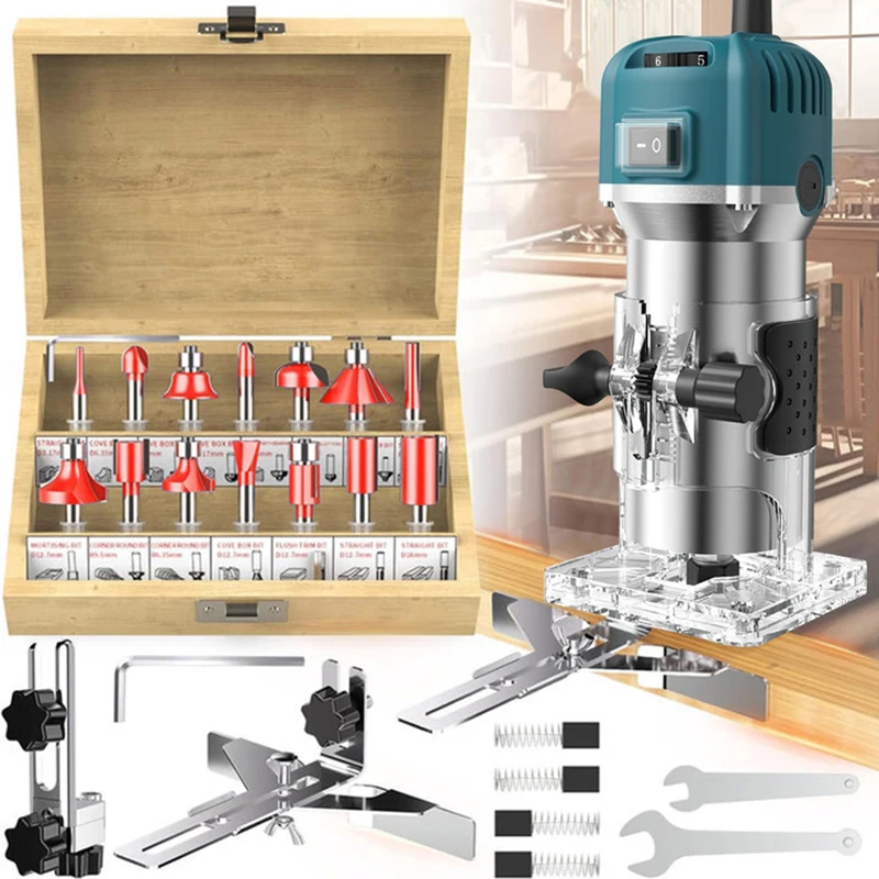 800W Electric Trimmer Wood Milling Trimming Engraving Slotting Machine ...