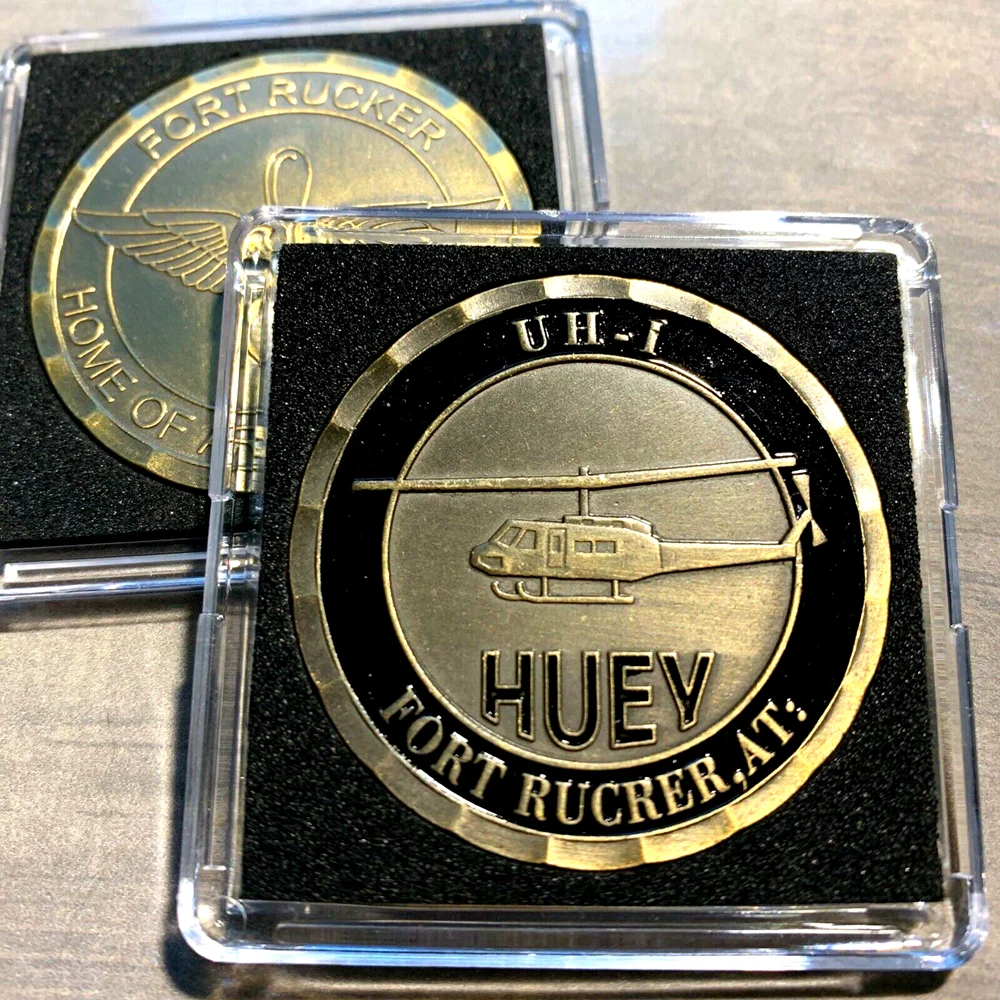 Huey Helicopter UH-1 Ft. Rucker Army Aviation Challenge Coin With Coin ...